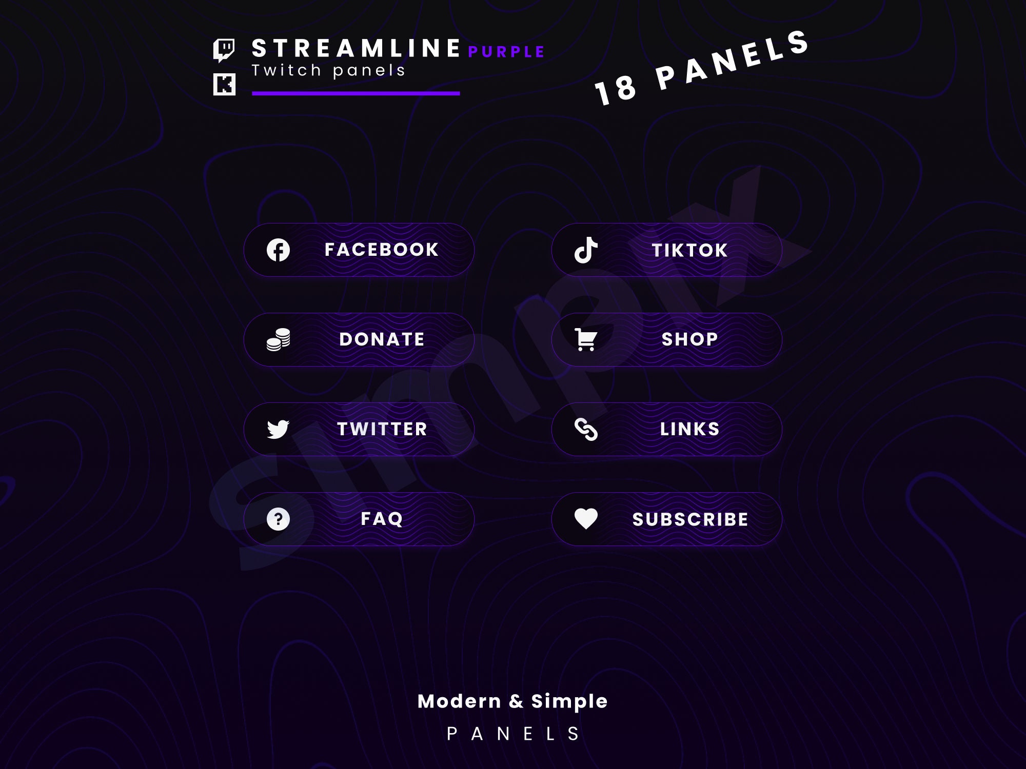 Purple Streamline - Modern and Simple Twitch/kick Panels | 18 PANELS ...
