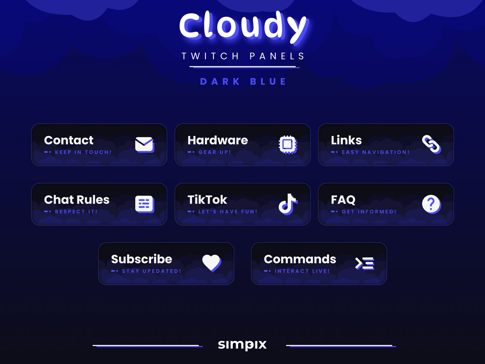 Cloudy Twitch Panels | Dark Blue | 17 Panels - Etsy