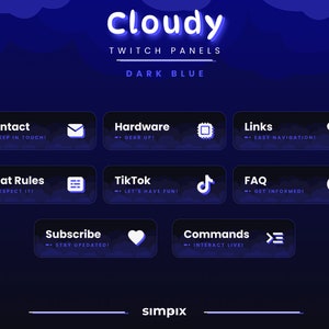 Cloudy Twitch Panels | Dark Blue | 17 Panels - Etsy
