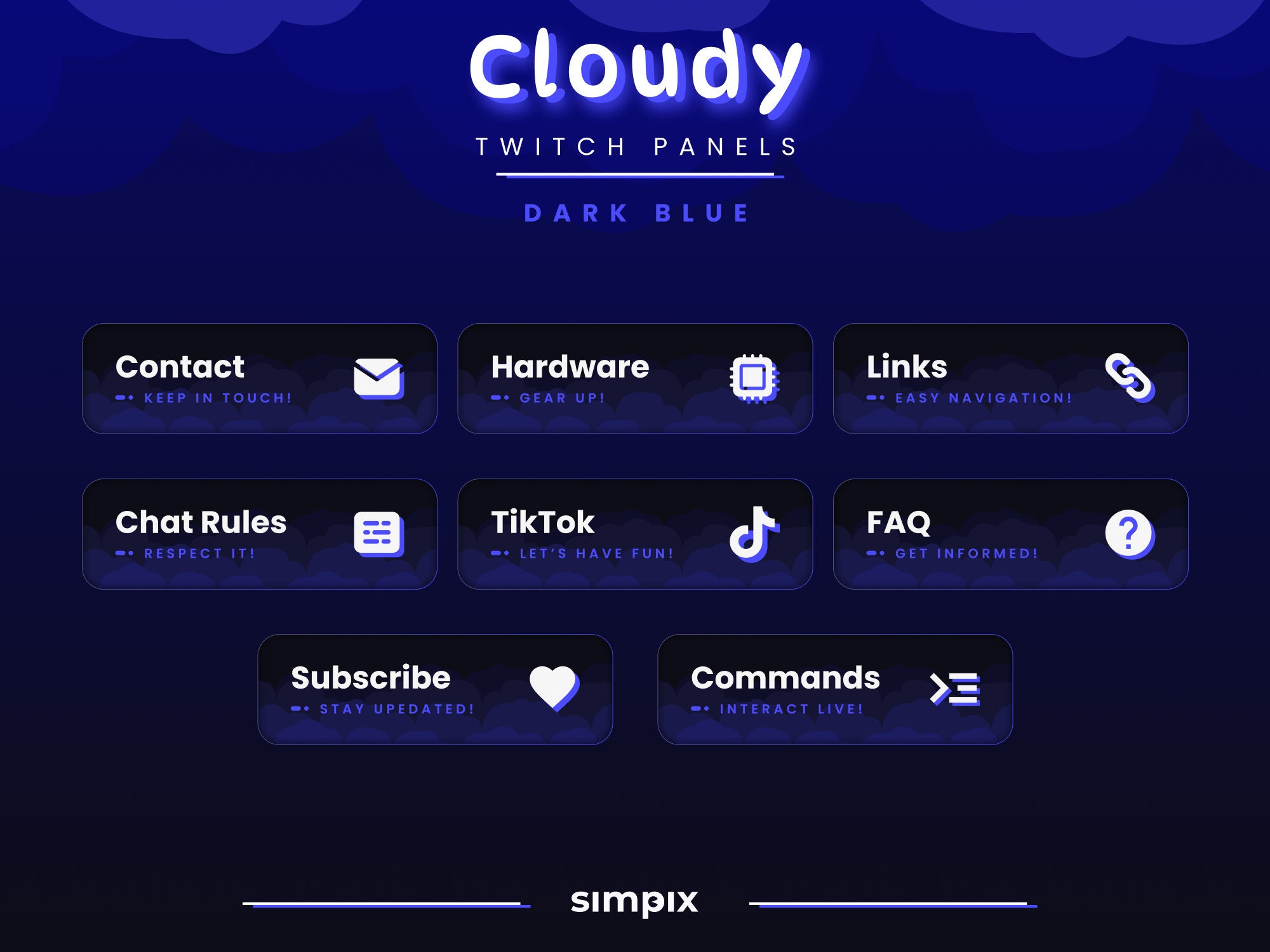 Cloudy Twitch Panels | Dark Blue | 17 Panels - Etsy