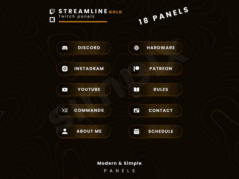 Gold Streamline - Modern and Simple Twitch/kick Panels | 18 PANELS PACK - Etsy