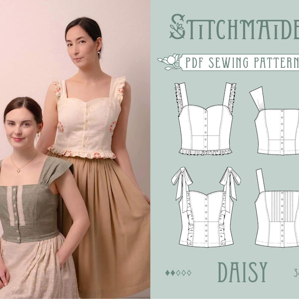 Tie in Crop Top Sewing Patternpdf Sewing Patternbow Crop Toptie Knot ...