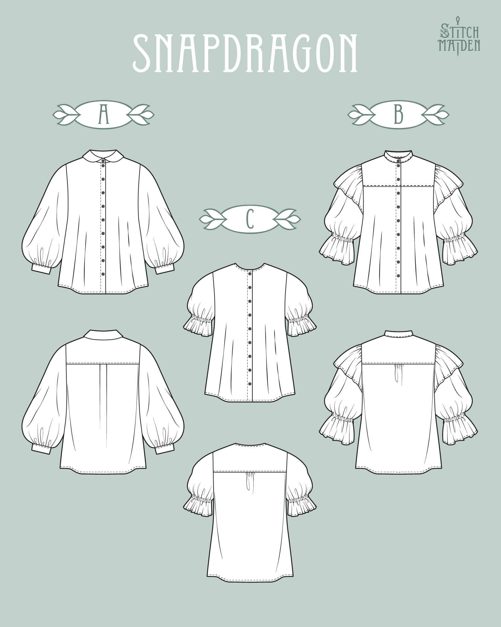 Snapdragon Blouse | EU 34-46 | PDF Sewing Pattern | Instant Download A4 ...