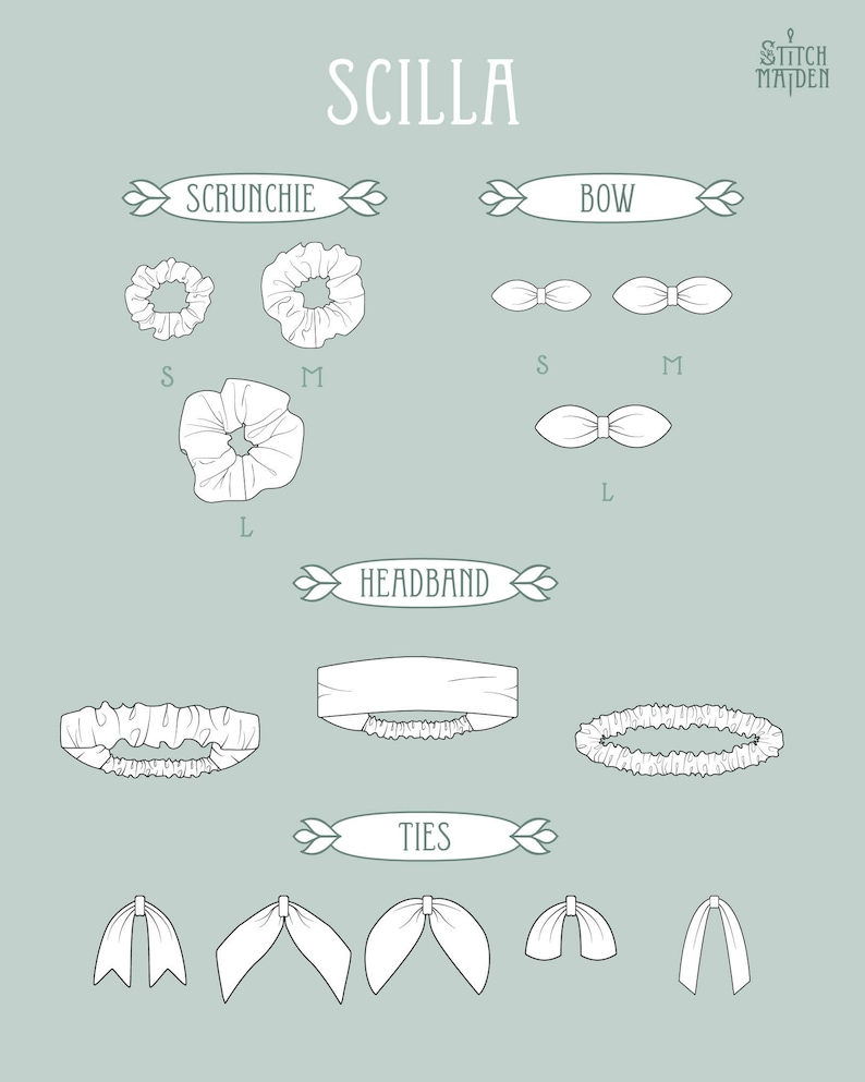 Scilla Scrunchie & Headband Pack | S, M, L | PDF Sewing Pattern ...