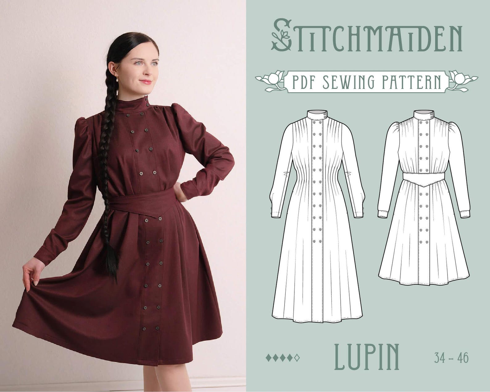 Lupin Dress | EU 34-46 | PDF Sewing Pattern | Instant Download A4, US ...