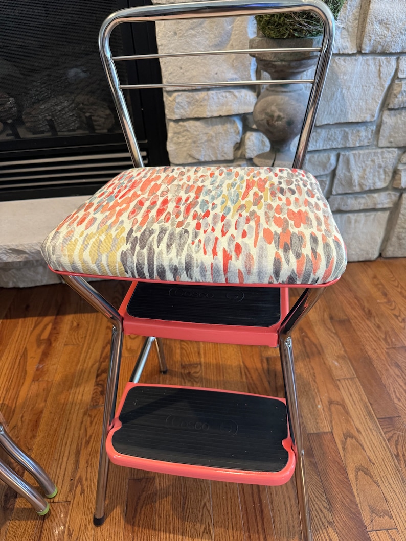 Vintage Cosco Step Stool 1960s Style Undated With Lively Spring Colors - Etsy