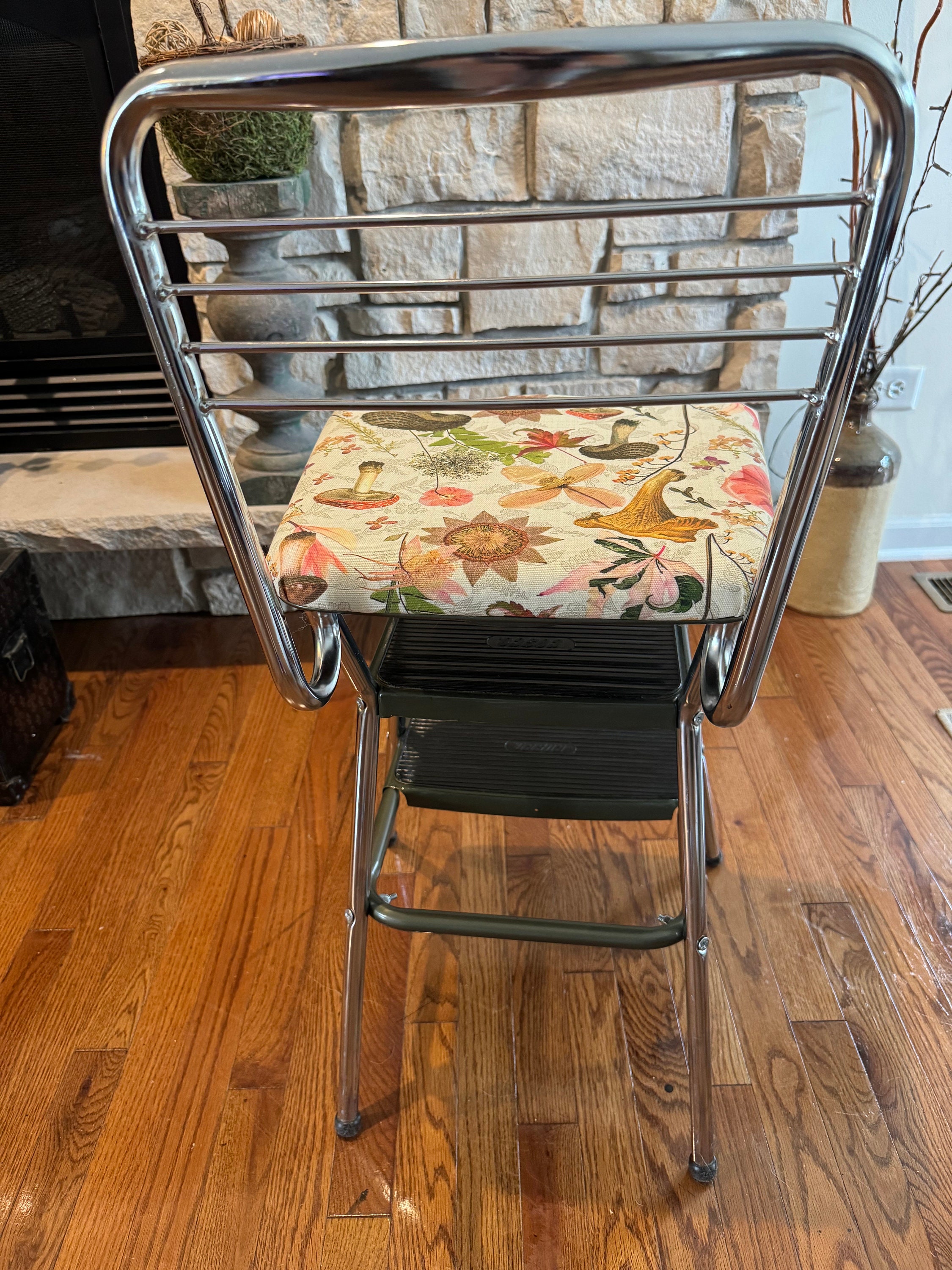 Vintage Cosco Stool, 1960s Style With Mushroom Print Fabric - Etsy