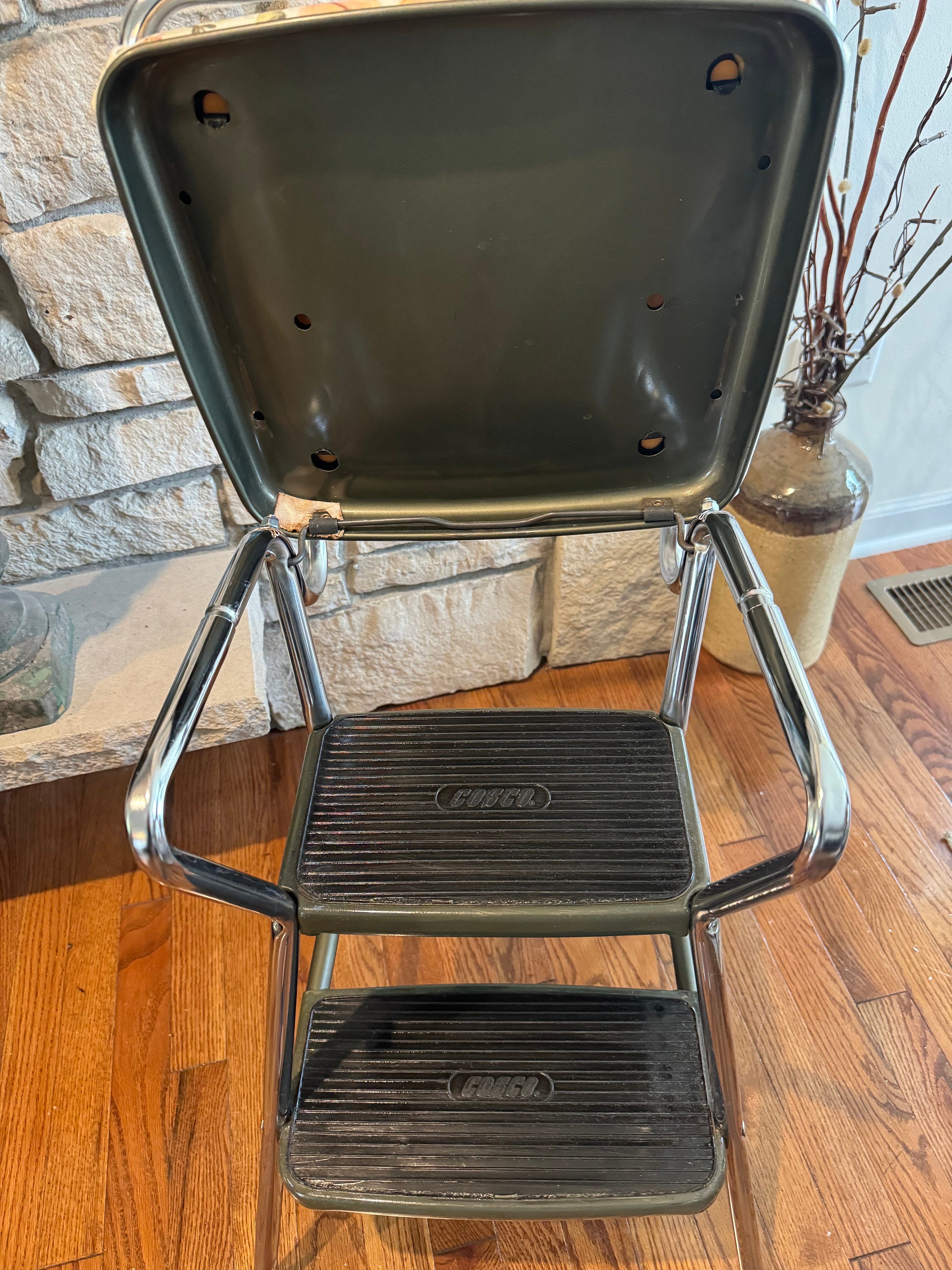 Vintage Cosco Stool, 1960s Style With Mushroom Print Fabric - Etsy