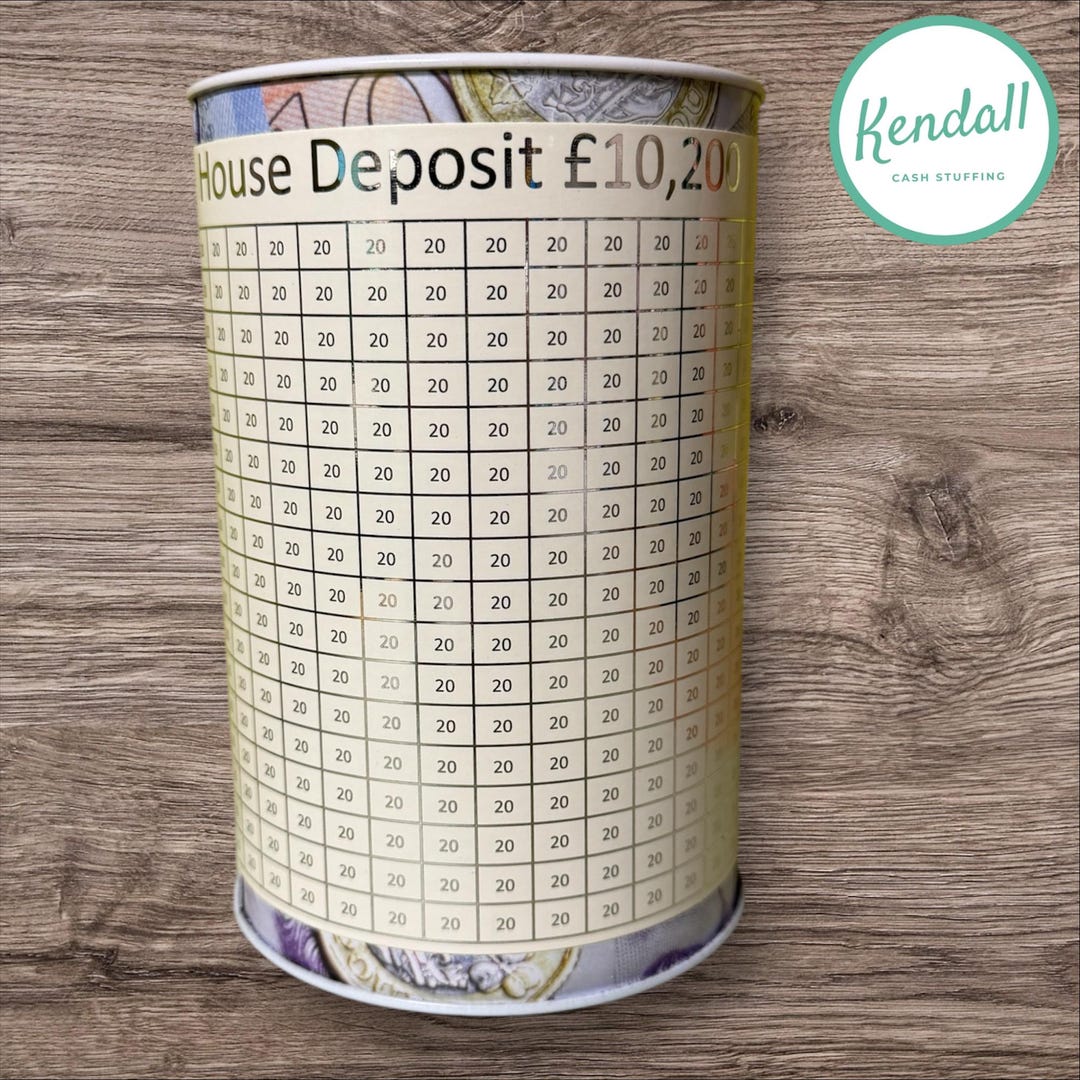 House Deposit 10k Saving Tin, Cash Savings Template, Money Tracker ...