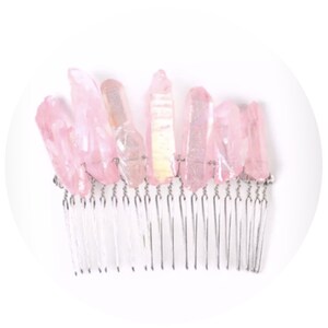 Queen Quartz™ Comb Boho Wedding Prom Crystal Headpiece, Real Raw Quartz ...