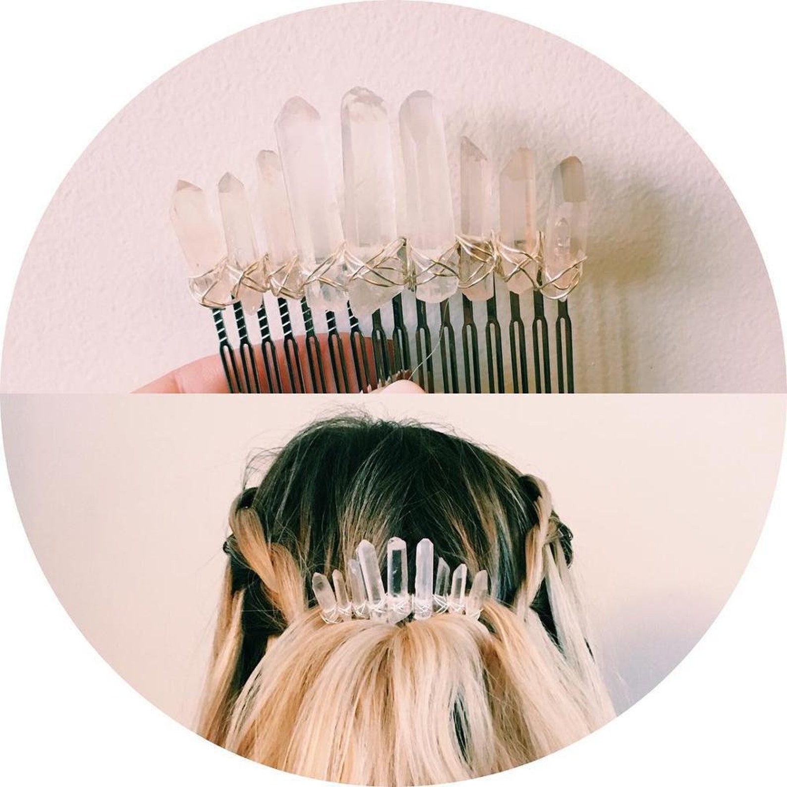 Queen Quartz™ Comb Boho Wedding Prom Crystal Headpiece, Real Raw Quartz ...