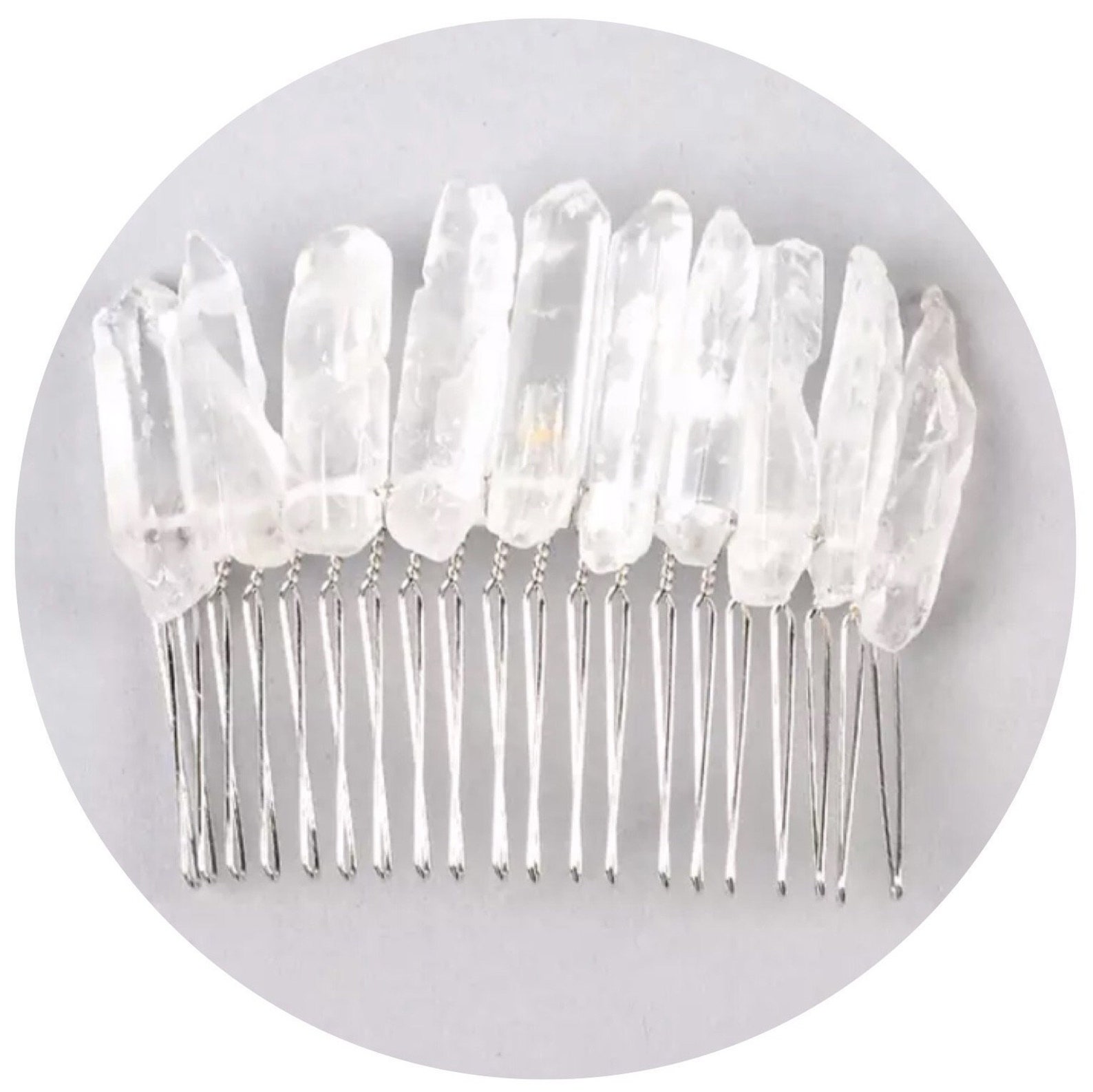 Queen Quartz™ Comb Boho Wedding Prom Crystal Headpiece, Real Raw Quartz ...