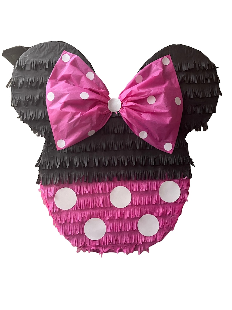 Handmade Pink and Black Mouse With Bow Pinata - Etsy
