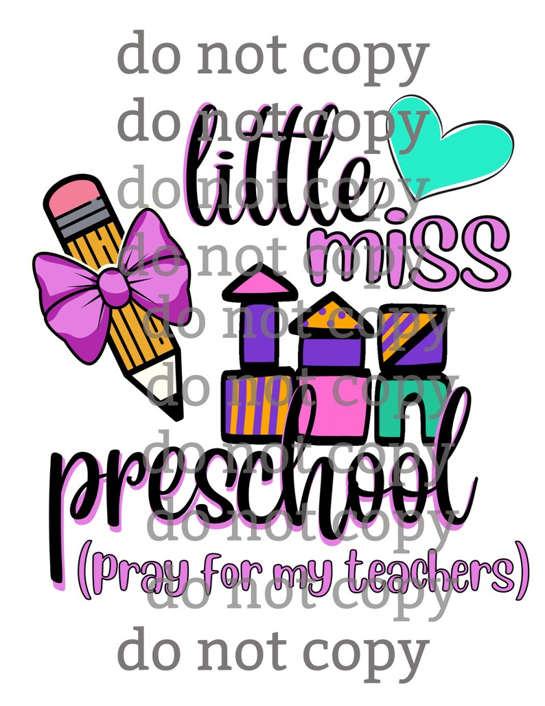 Girls / Kids Little Miss Preschool PNG File / Back to School Preschool ...