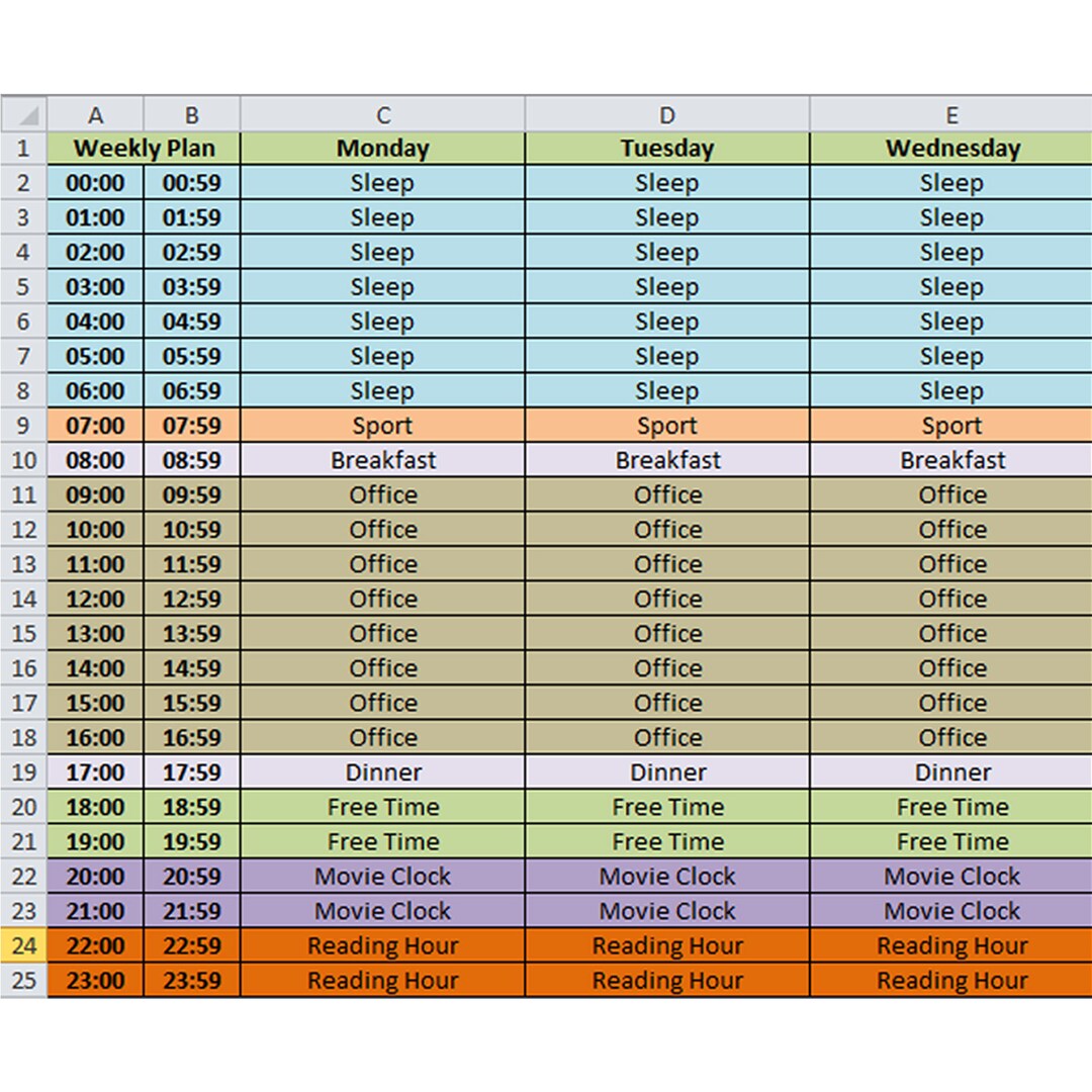 Simple Weekly Planner - Excel - Etsy