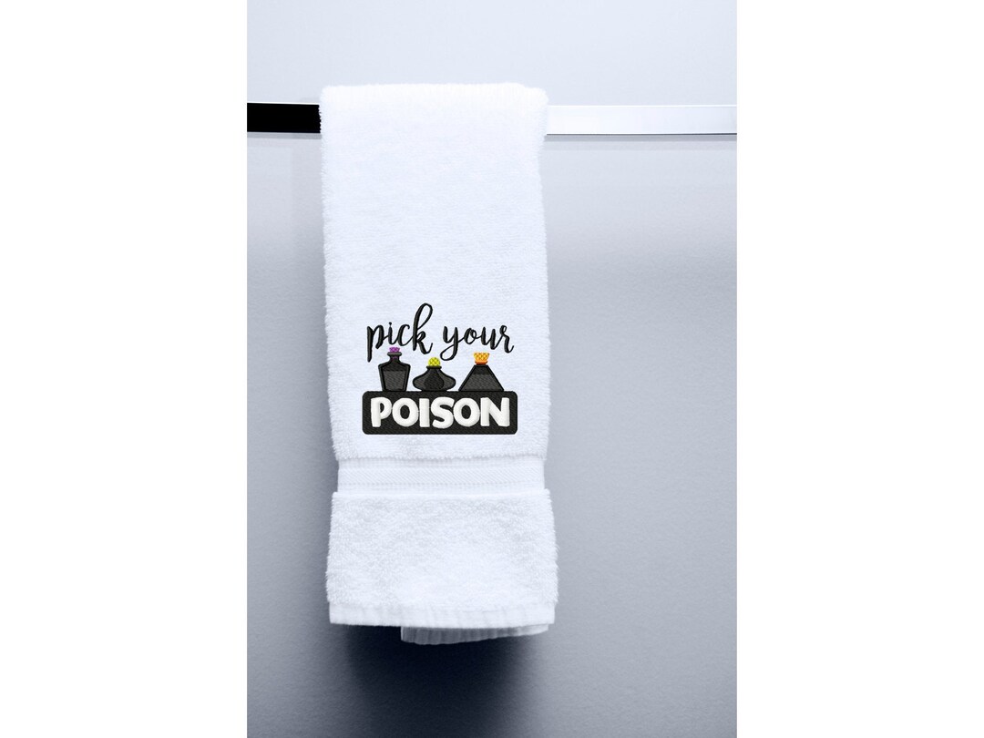 Pick Your Poison Bath Towels Poison Hand Towels Halloween Bathroom Hand ...