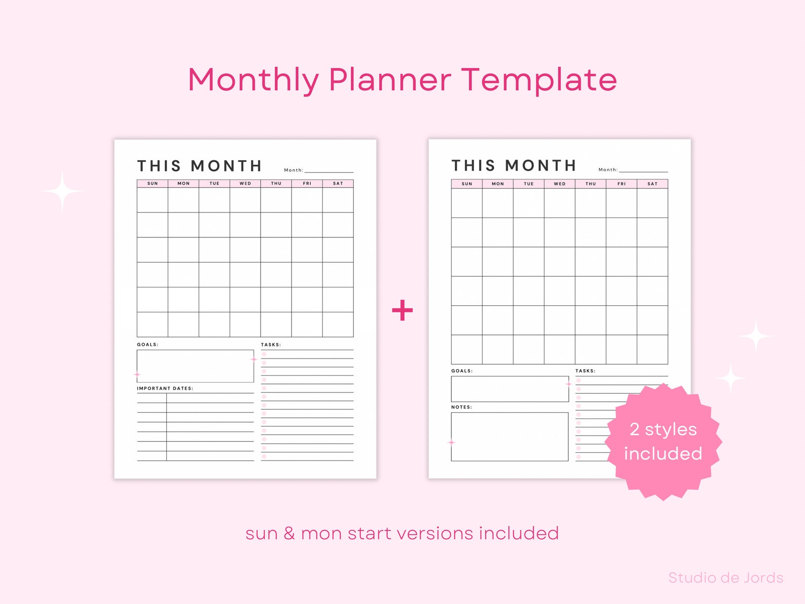 Aesthetic Printable Planner Set Pink Version, Daily, Weekly, Monthly ...