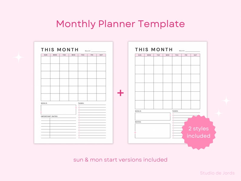 Aesthetic Printable Planner Set Pink Version, Daily, Weekly, Monthly ...