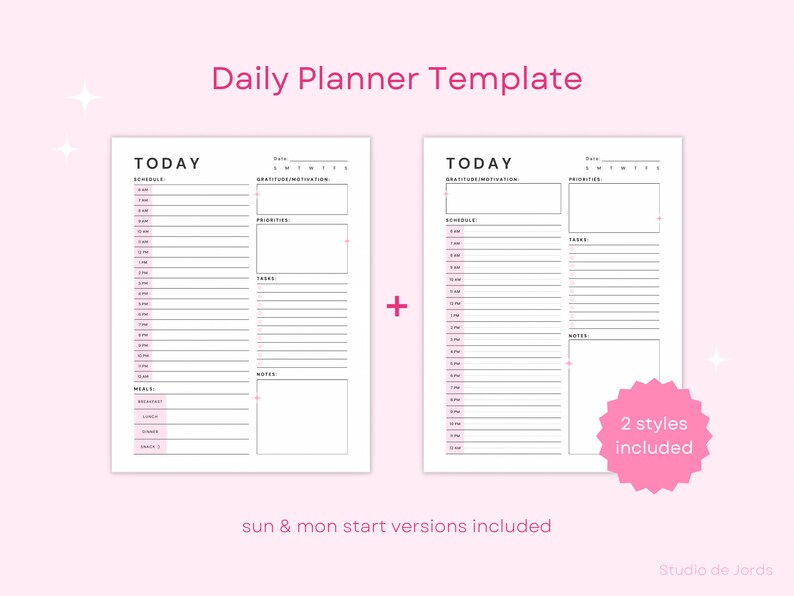 Aesthetic Printable Planner Set Pink Version, Daily, Weekly, Monthly ...