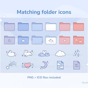 Cloud Bunny Theme Desktop Wallpaper Organizer, Desktop Folder Icons ...