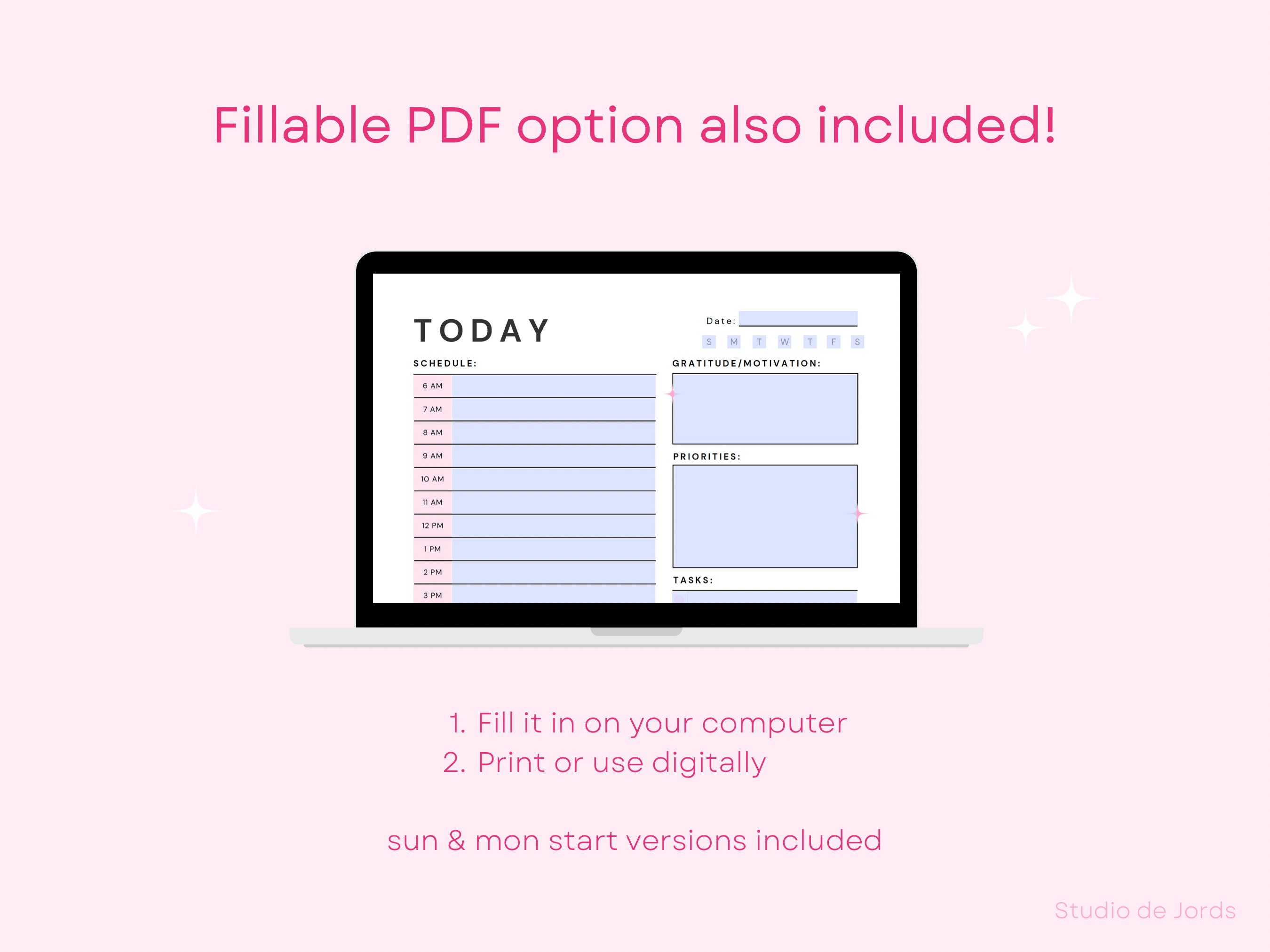 Aesthetic Printable Planner Set Pink Version, Daily, Weekly, Monthly ...