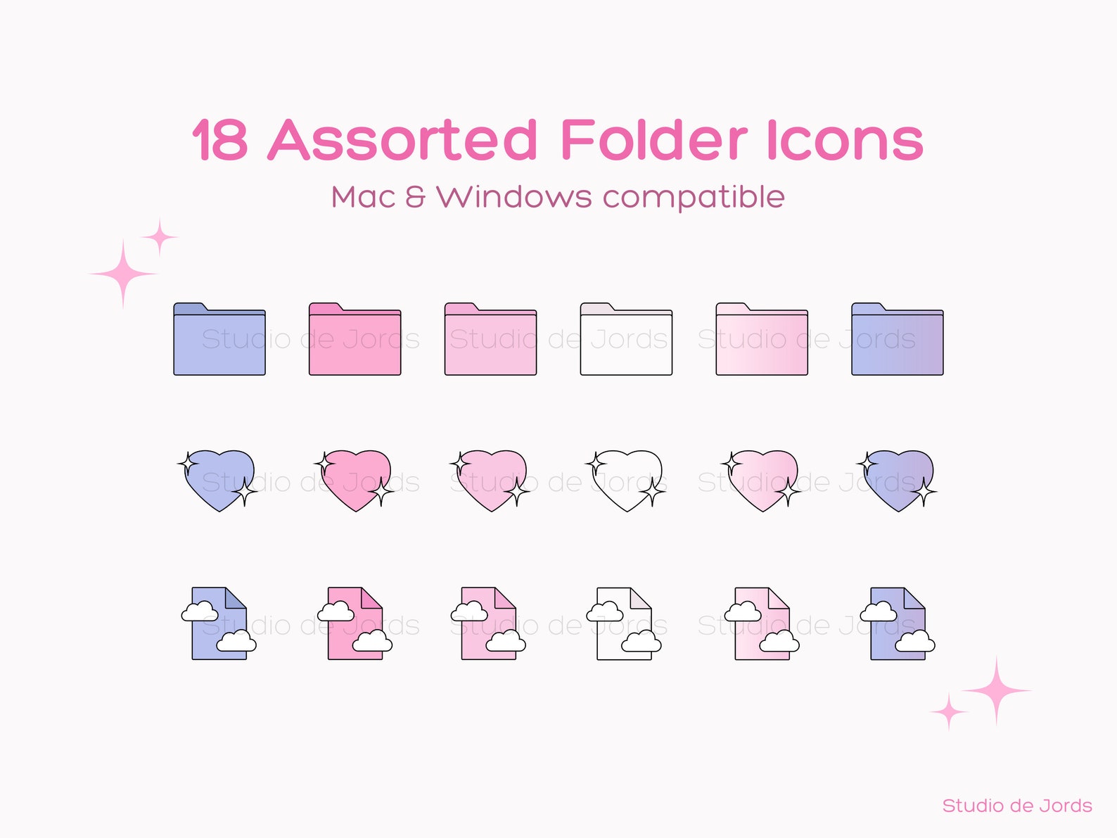 Pink Aesthetic Theme Assorted Folder Icons Mac & Windows - Etsy