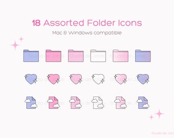 Blue Aesthetic Theme Assorted Folder Icons Mac & Windows - Etsy