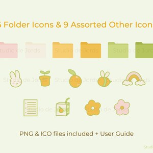 Green Flower Theme Desktop Wallpaper Organizer Folder Icons - Etsy