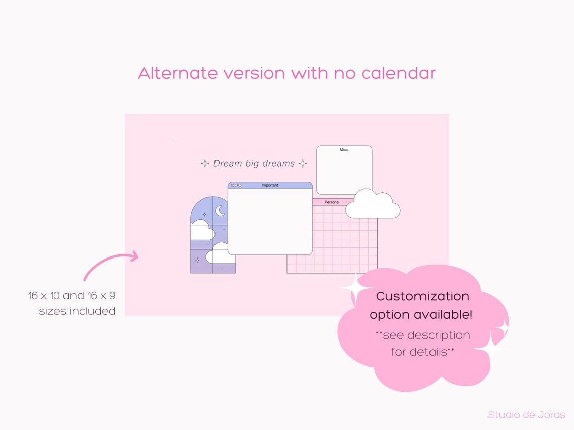 Pink Aesthetic Theme Desktop Wallpaper Organizer 2022-2023 - Etsy