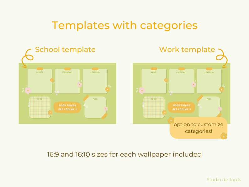 Green Flower Theme Desktop Wallpaper Organizer Folder Icons - Etsy