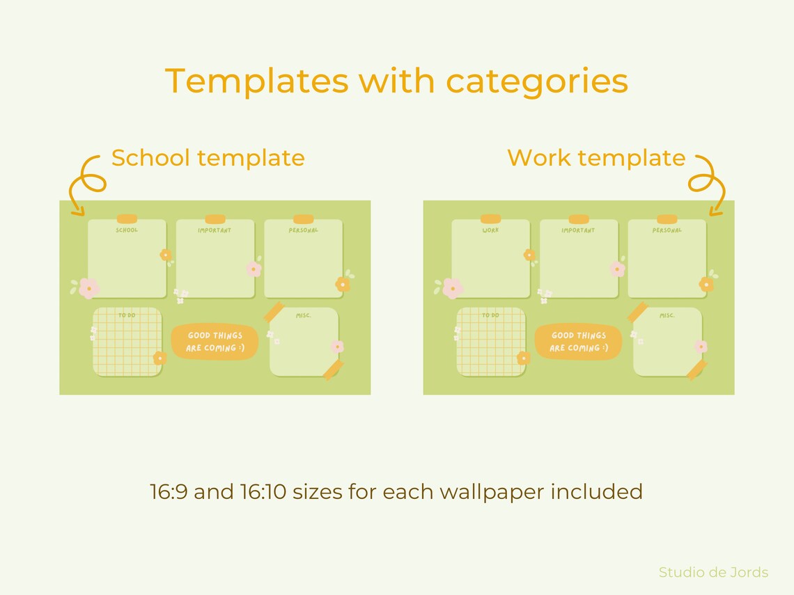 Green Flower Theme Desktop Wallpaper Organizer Folder Icons - Etsy