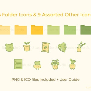 Yellow Plant Theme Desktop Wallpaper Organizer Folder Icons - Etsy