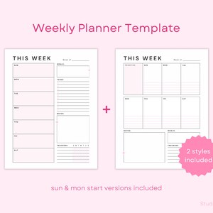 Aesthetic Printable Planner Set Pink Version, Daily, Weekly, Monthly ...