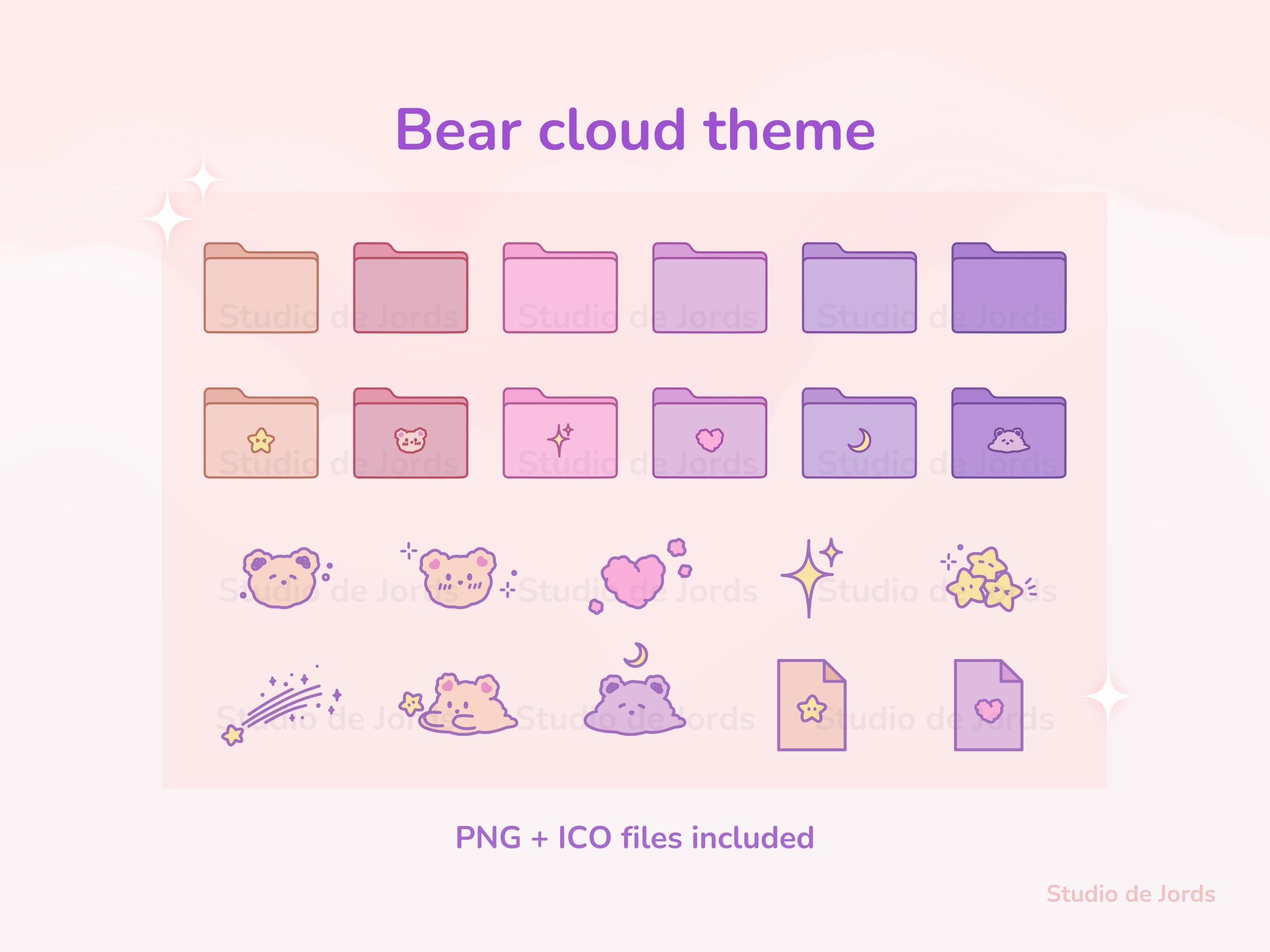 Cloud Theme Desktop Folder Icon Set, Mac & Windows Compatible - Etsy