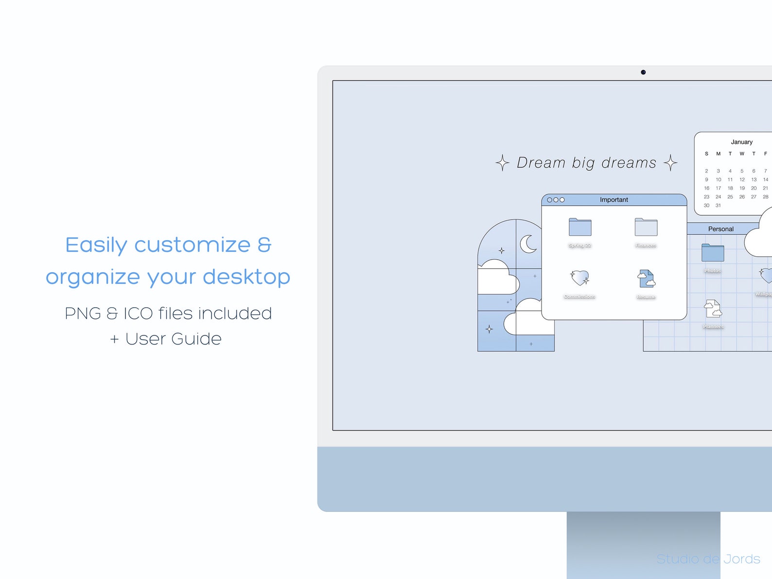 Blue Aesthetic Theme Assorted Folder Icons Mac & Windows - Etsy