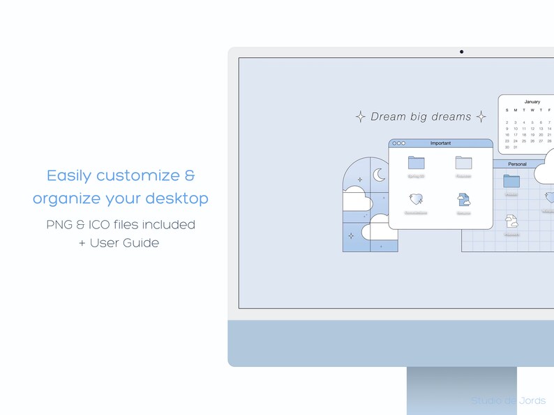 Blue Aesthetic Theme Assorted Folder Icons Mac & Windows - Etsy