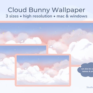 Cloud Bunny Theme Desktop Wallpaper, Ultra Wide, 16 X 9, 16 X 10 ...