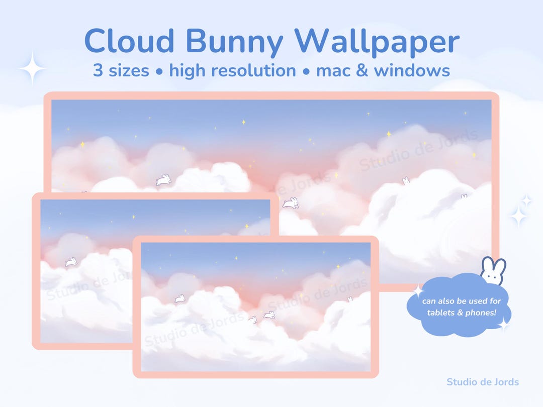 Cloud Bunny Theme Desktop Wallpaper, Ultra Wide, 16 X 9, 16 X 10, Tablet & Phone Wallpaper - Etsy