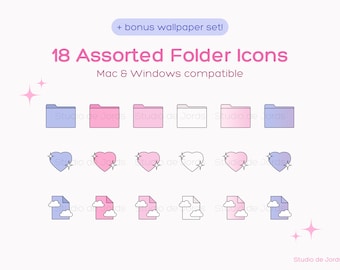 Blue Aesthetic Theme Assorted Folder Icons, Desktop Wallpaper, Mac ...