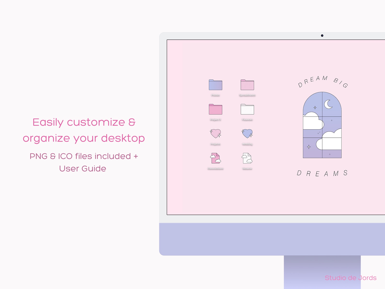 Pink Aesthetic Theme Assorted Folder Icons, Desktop Wallpaper, Mac ...