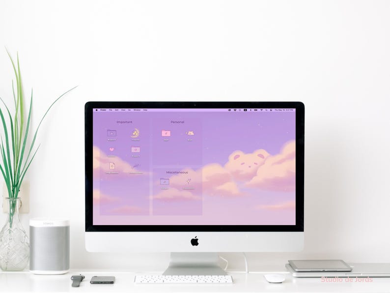 Cloud Theme Desktop Folder Icon Set, Mac & Windows Compatible - Etsy