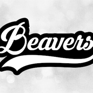 Sports Clipart: "beavers" Team Name in White Fancy Type Style W ...