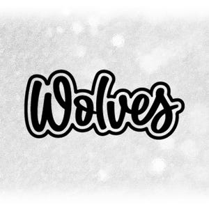 Sports Clipart: Black Bold "wolves" Team Name in Fun Script Style With ...