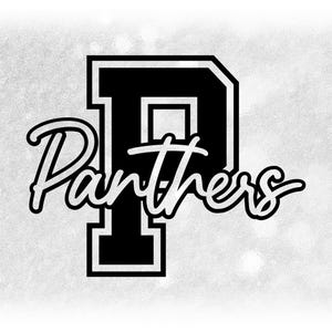 Sports Clipart: Black Script "panthers" Team Name Cutout of Large ...