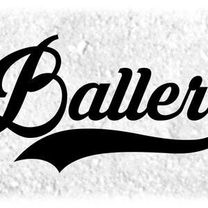 Sports Clipart: Black Word "baller" in Fancy Lettering With Baseball ...