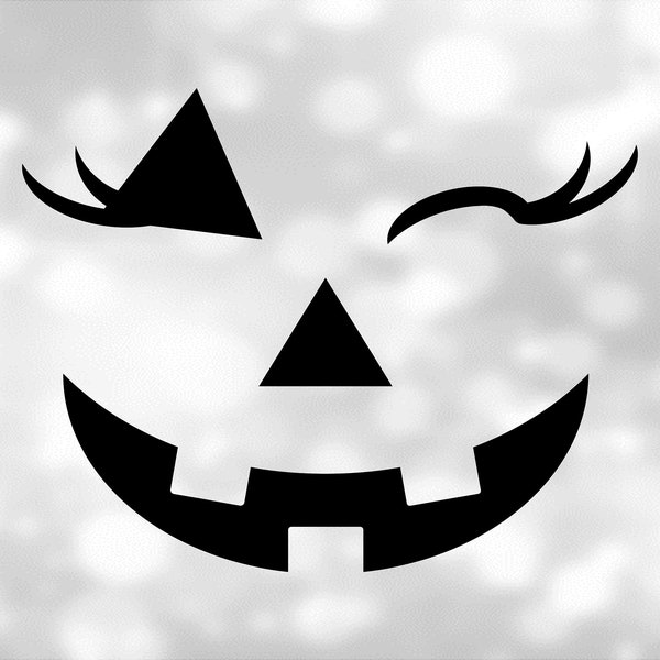 Winking Pumpkin Face Svg - Etsy