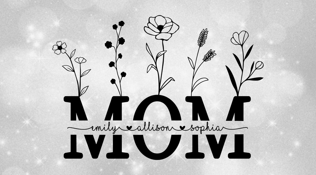 Family Clipart - Moms: Split Name Frame Black Word "mom" With ...