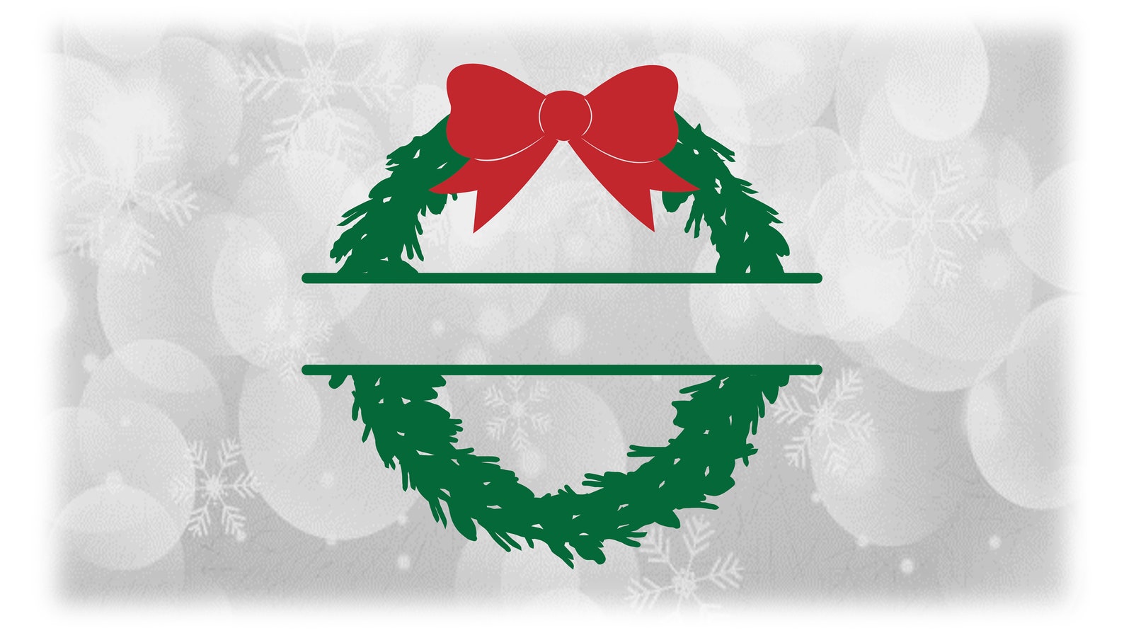 Holiday Clipart: Split Name Frame Green Evergreen Wreath of | Etsy