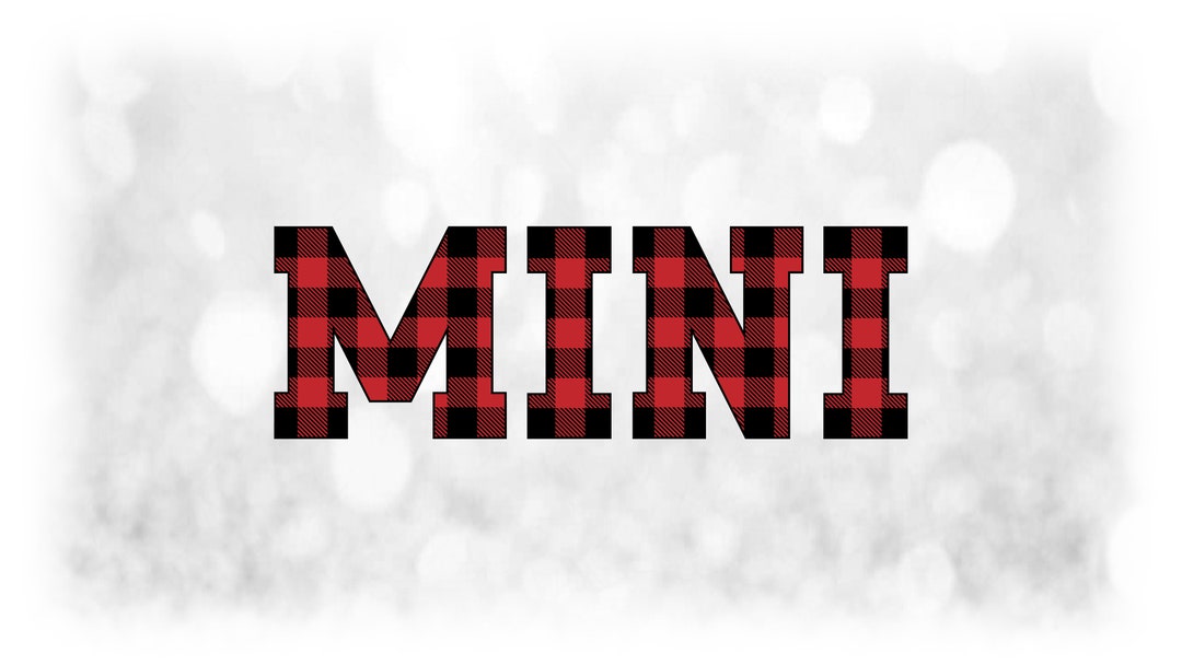 Family Clipart: Capitalized Block Word mini in Black Buffalo Plaid ...