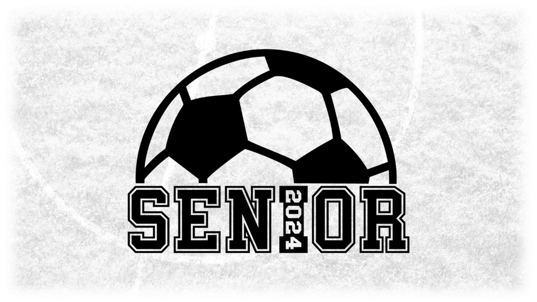 Sports Clipart: Black Half Soccer Ball With Word senior in Collegiate ...